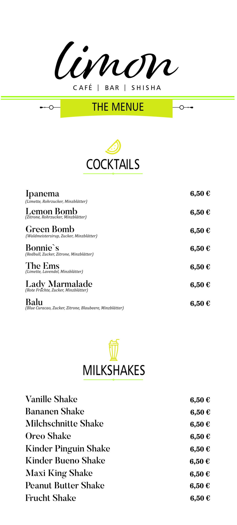menukarte – Limon-Cafe
